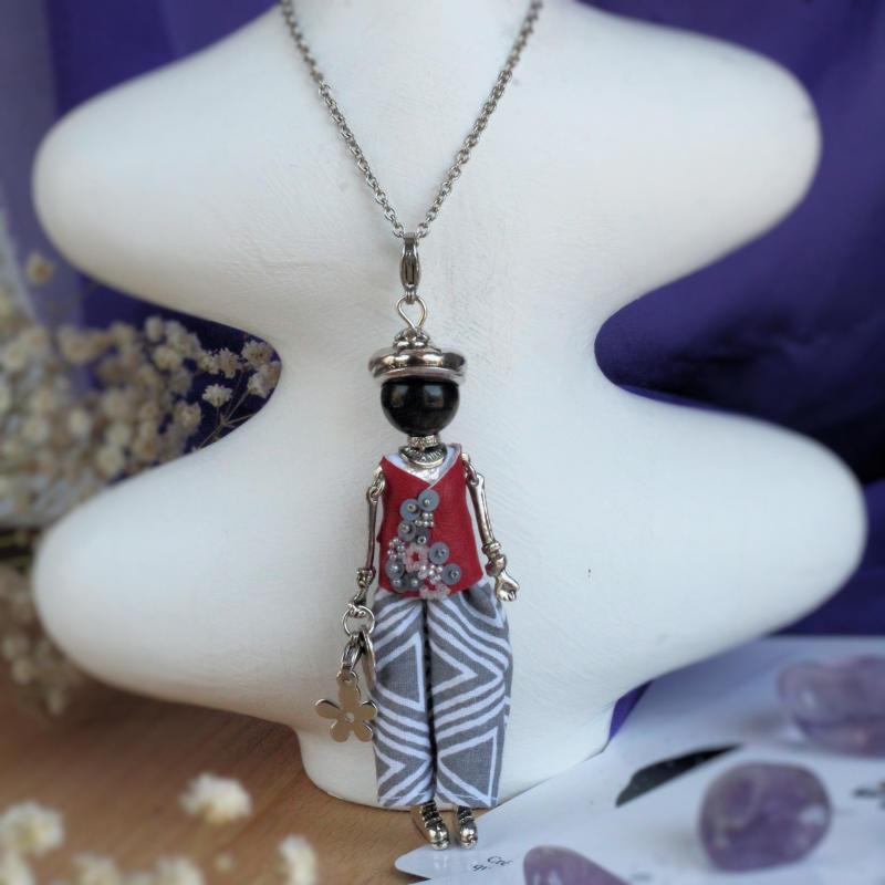 Magnifique Pendentif Onyx Noir Artisanal Protecteur